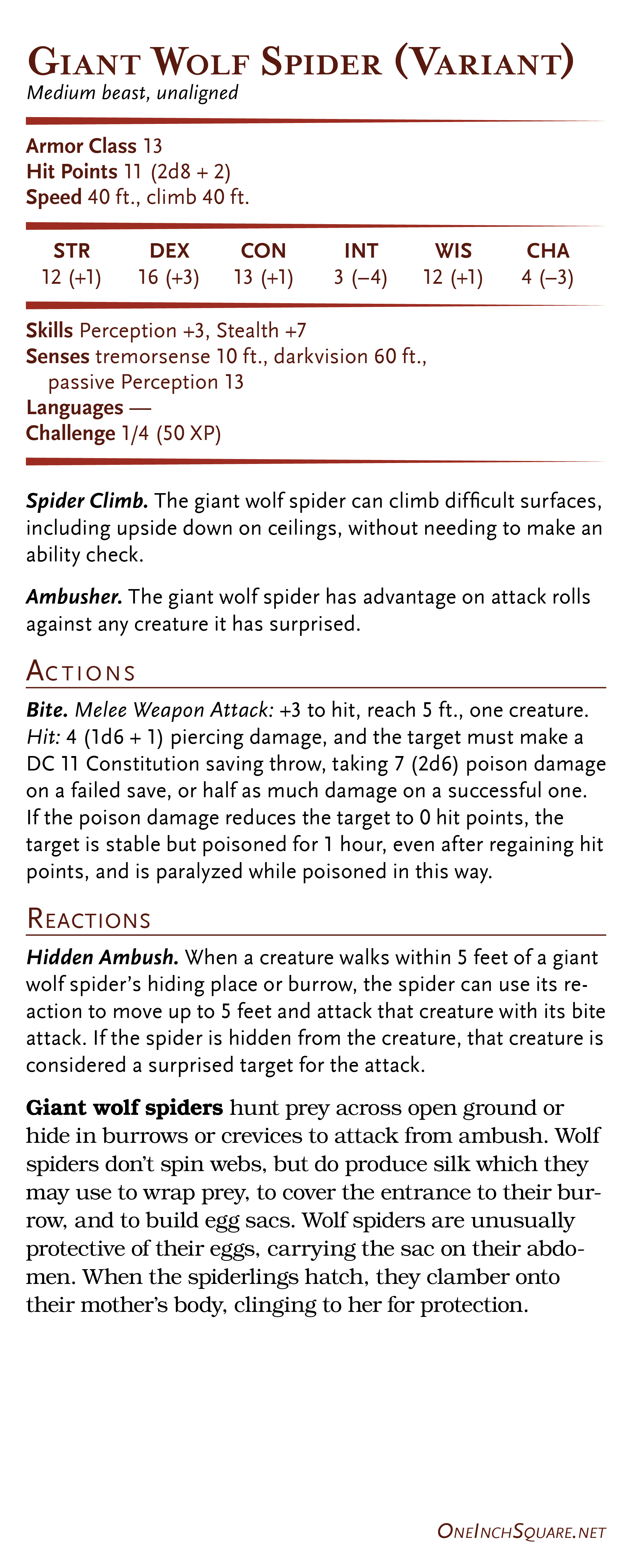 Huge Spider 5e